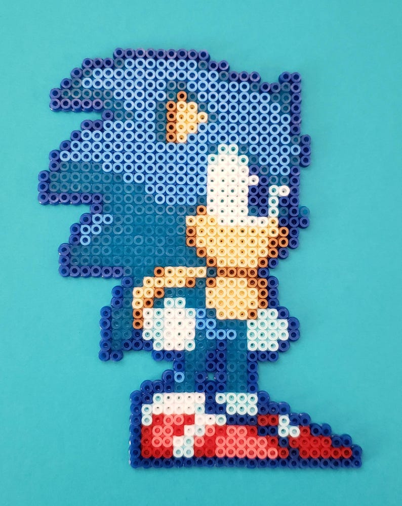 Handmade Sonic the Hedgehog Perler Bead Art: Retro Gamer Gift - Etsy