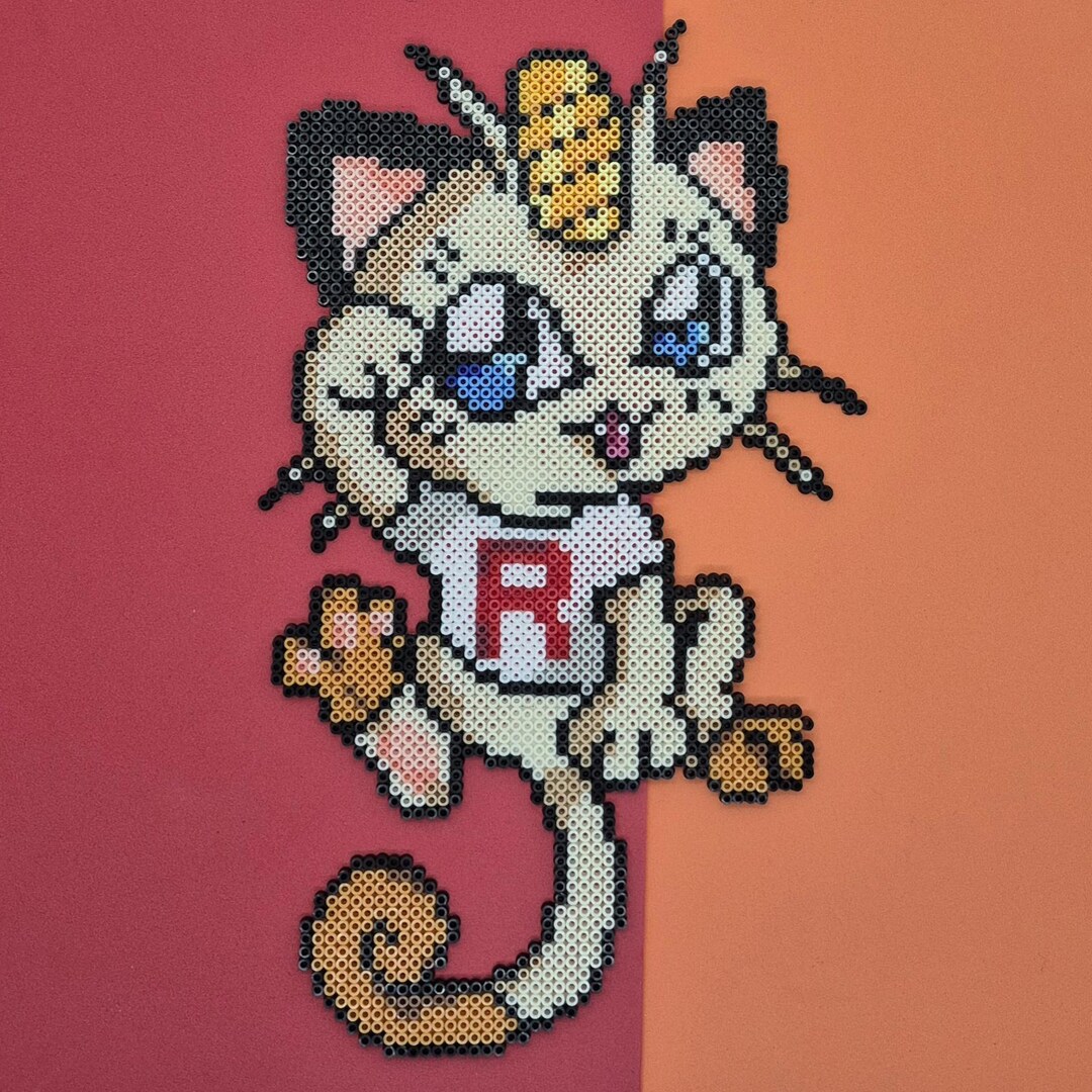 Pokemon Meowth Team Rocket Perler Bead Wall Art Pixel Sprite - Etsy