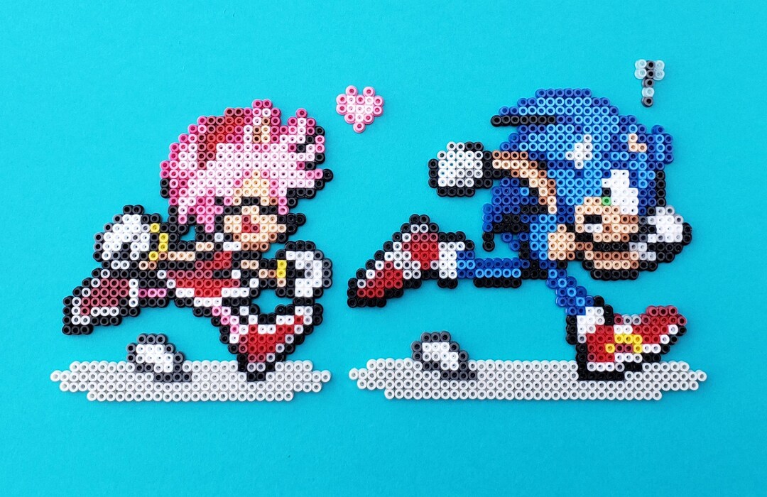 Sonic and Amy Rose Mini Perler Bead Creation - Etsy