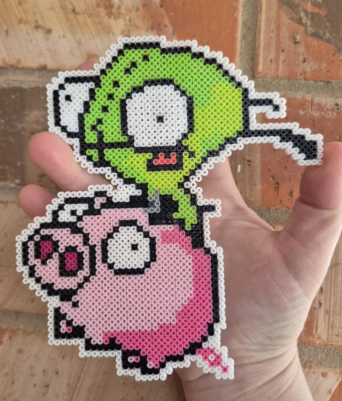 Invader Zim - Gir on Flying Pig Sprite Mini Perler Bead Creation - Etsy
