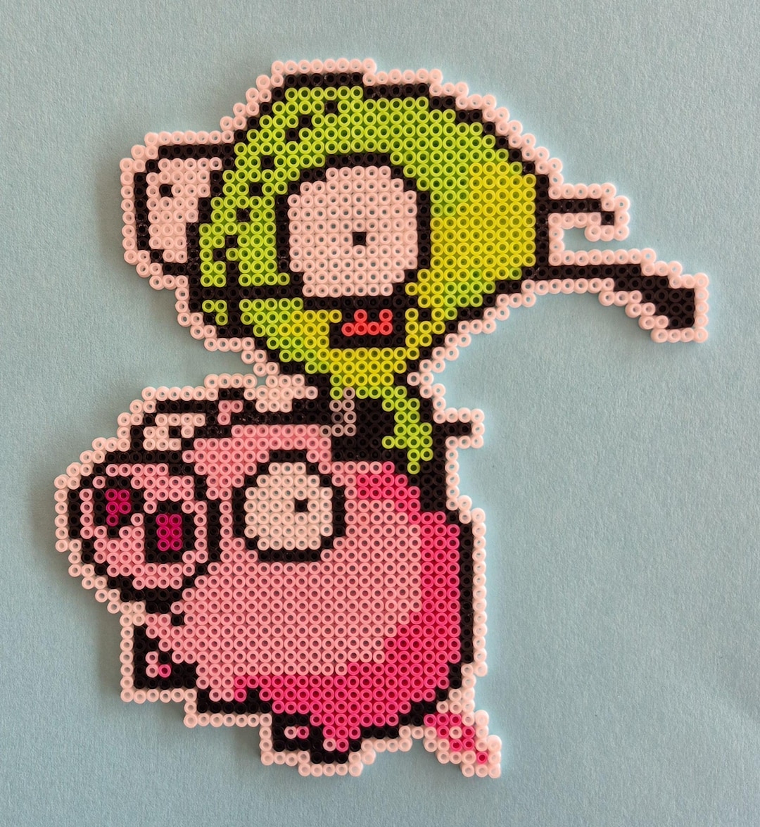 Invader Zim - Gir on Flying Pig Sprite Mini Perler Bead Creation - Etsy