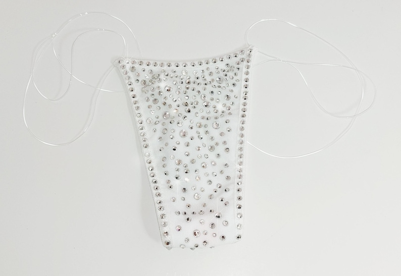 Crystal Rhinestone White Mesh Micro Bikini Set – Illusion Lingerie - Etsy