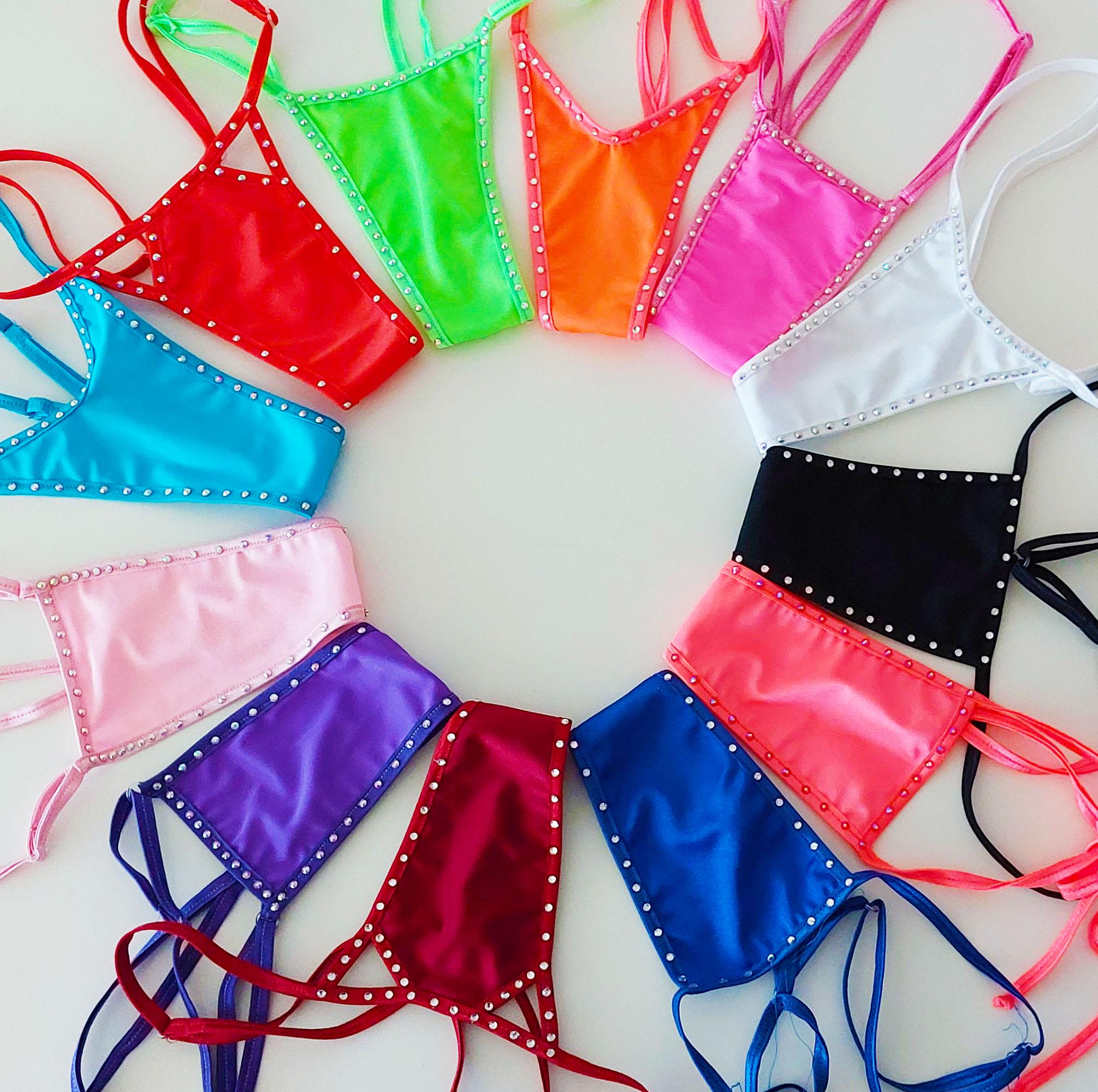 Rhinestone Rave G-string Thong Bikini Adjustable Waistband! Five Mix ...