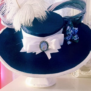 Edwardian Violet Satin Day Hat: Titanic Rose Homage, Cameo Brooch - Etsy