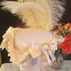 Cream Satin Tricorn Hat: Marie Antoinette Rococo Style With Ostrich ...