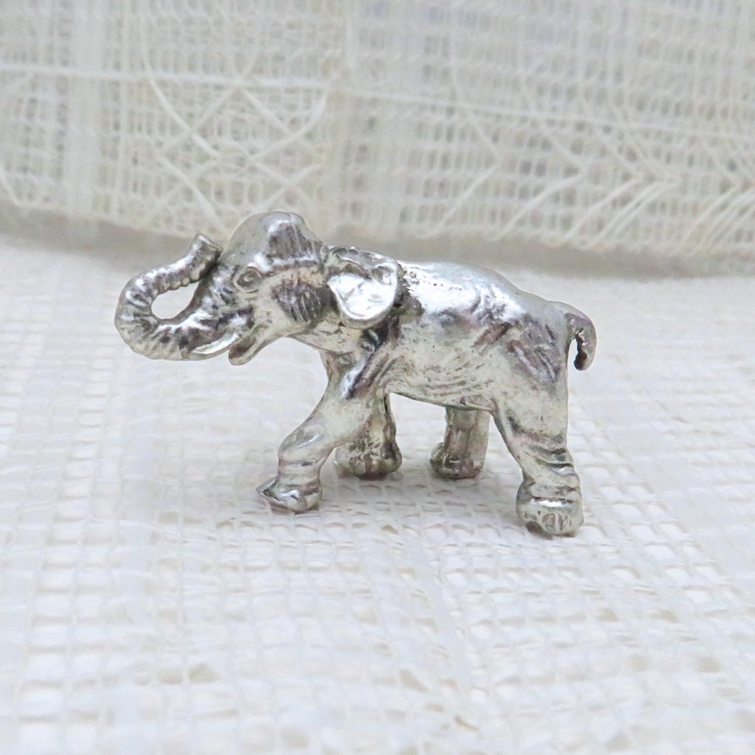 Vintage Pewter Elephant Figurine, Miniature Elephant Statue for ...