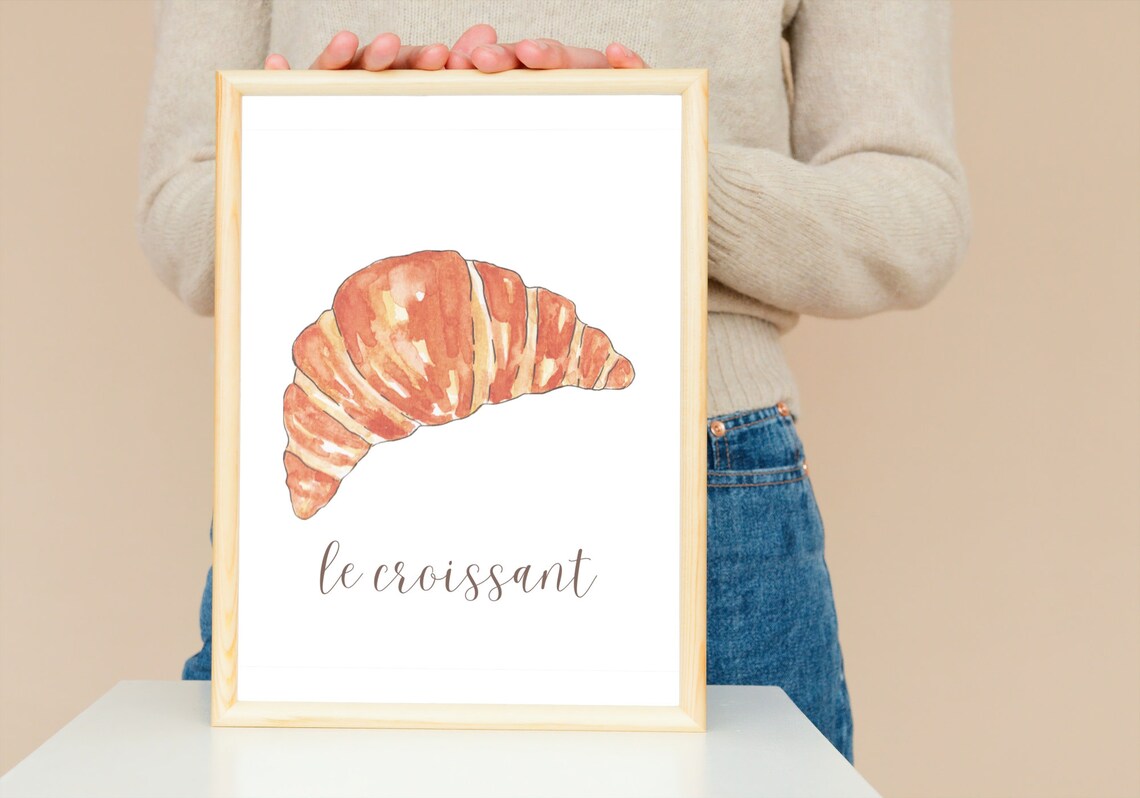 Printable Croissant Art, Printable Kitchen Art, Pastry Printable ...