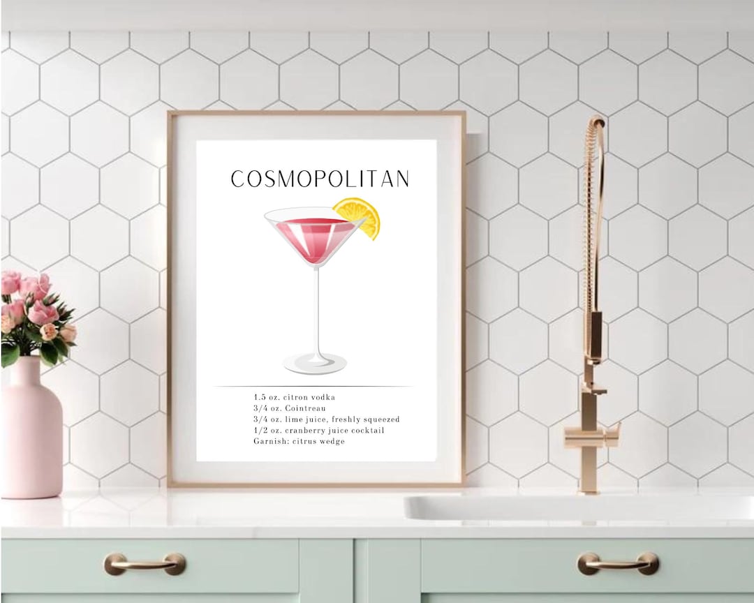 Cosmopolitan Cocktail Recipe Digital Print | Cosmo Recipe Wall Art ...