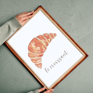 Printable Croissant Art, Printable Kitchen Art, Pastry Printable ...