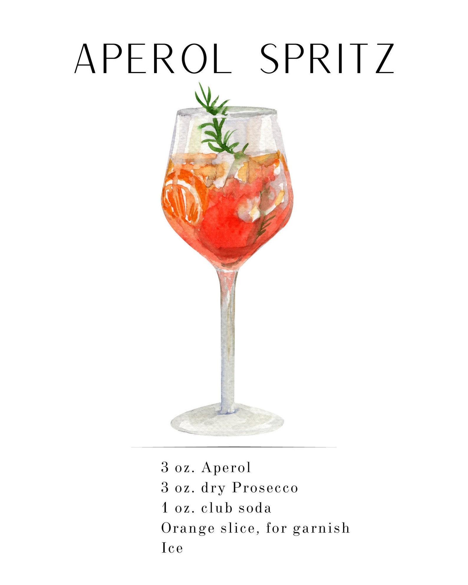 Aperol Spritz Recipe, Printable Aperol Spritz, Bar Cart Art, Printable ...