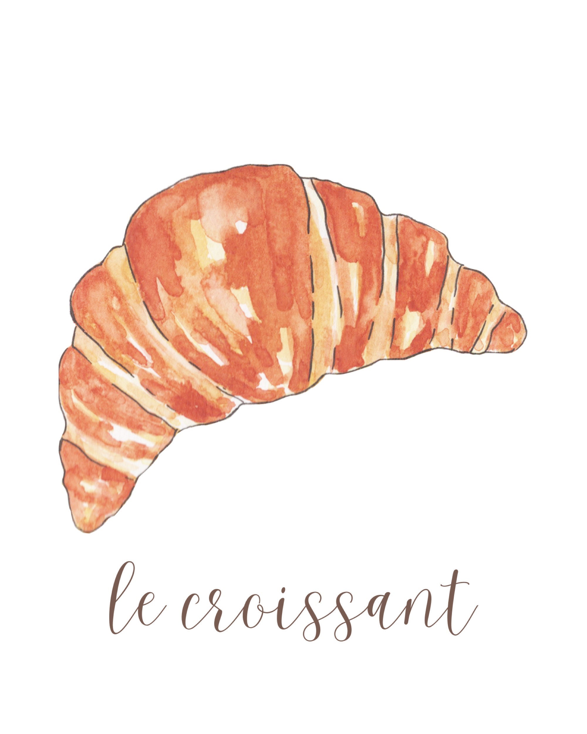 Printable Croissant Art, Printable Kitchen Art, Pastry Printable ...