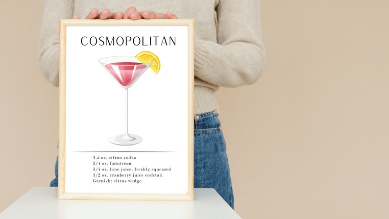 Cosmopolitan Cocktail Recipe Digital Print | Cosmo Recipe Wall Art ...