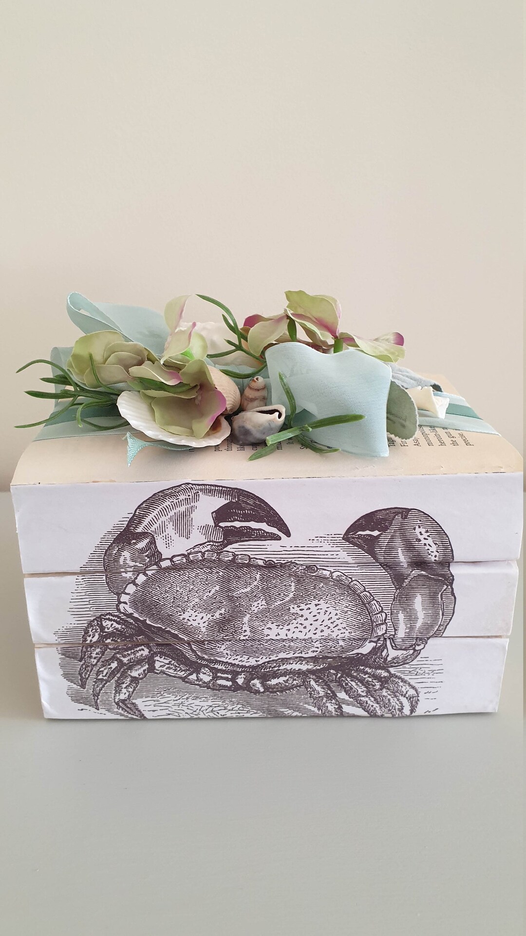 Shabby Chic, Bookstack, Coastal, Crab - Etsy