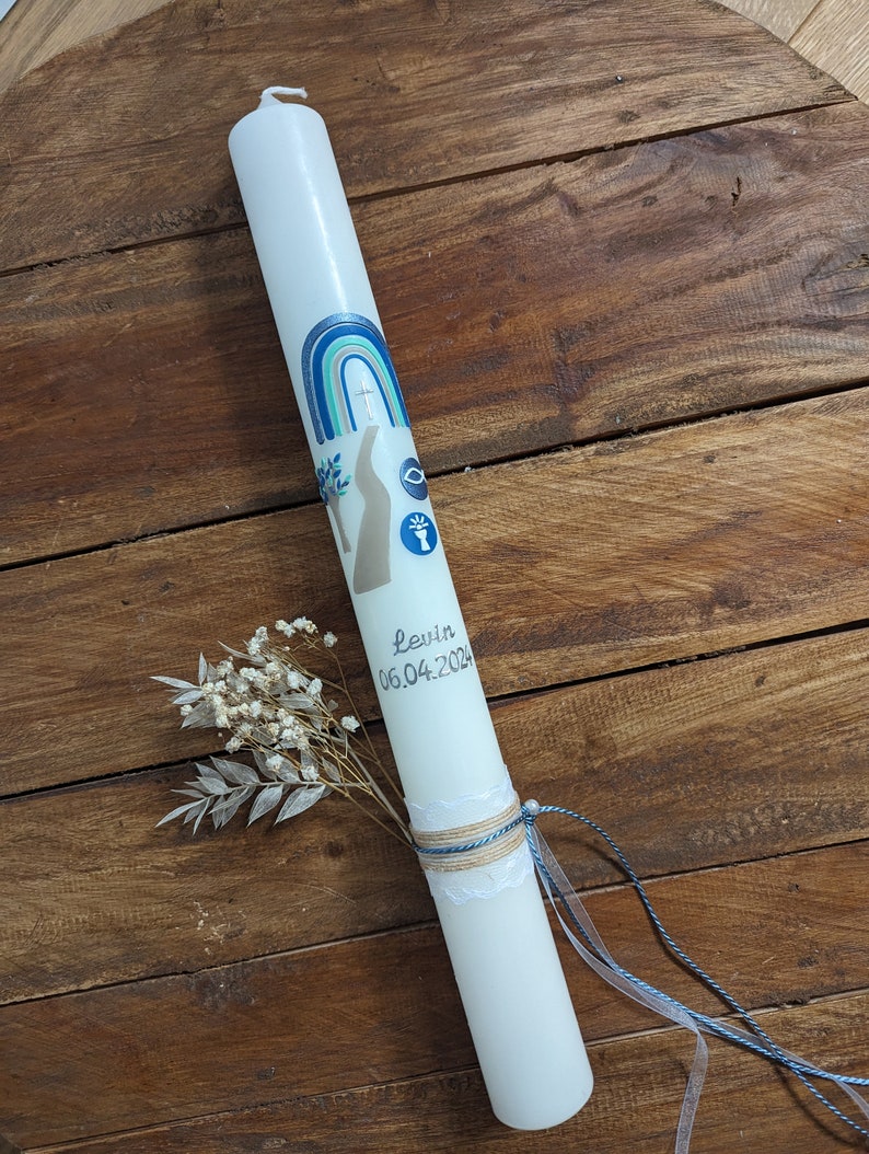 Kommunionkerze Weg Du gehst mit Motto 2024 personalisierbar - Etsy.de