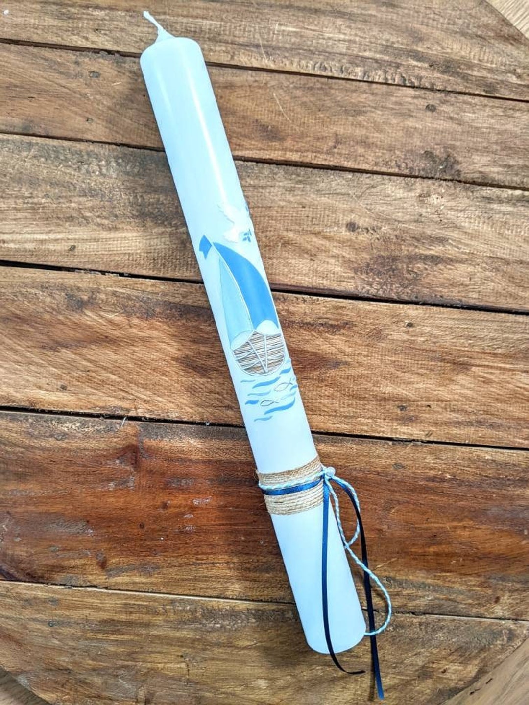 Communion Candle Boat Baptism Candle Boat for Boys in Blue - Etsy
