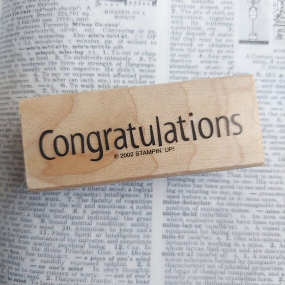 Vintage congratulations Red Rubber Stamp - Etsy