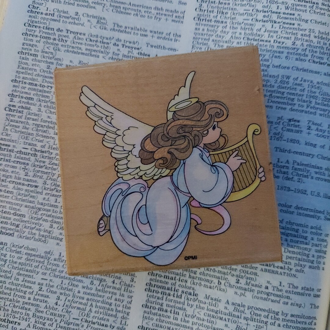 Vintage Harp Angel Rubber Stamp - Etsy