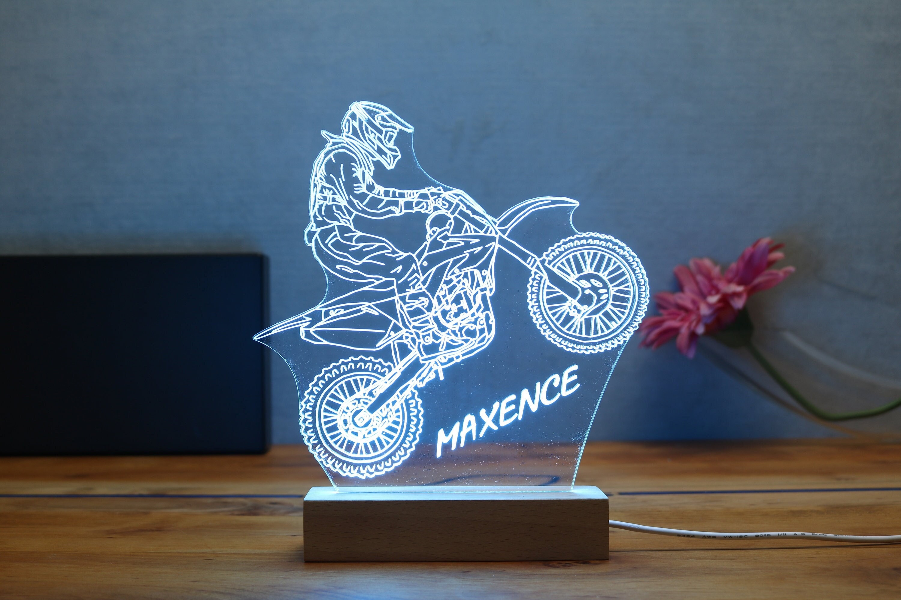 Motocross Lamp RGB 7 Colors Personalized First Name Night Light ...