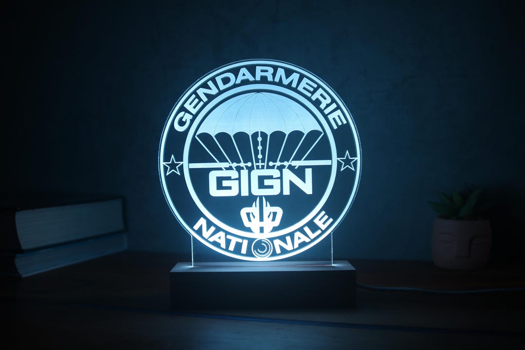 GIGN Logo LED Lamp | Unique Special Forces Decoration | Police Gift ...