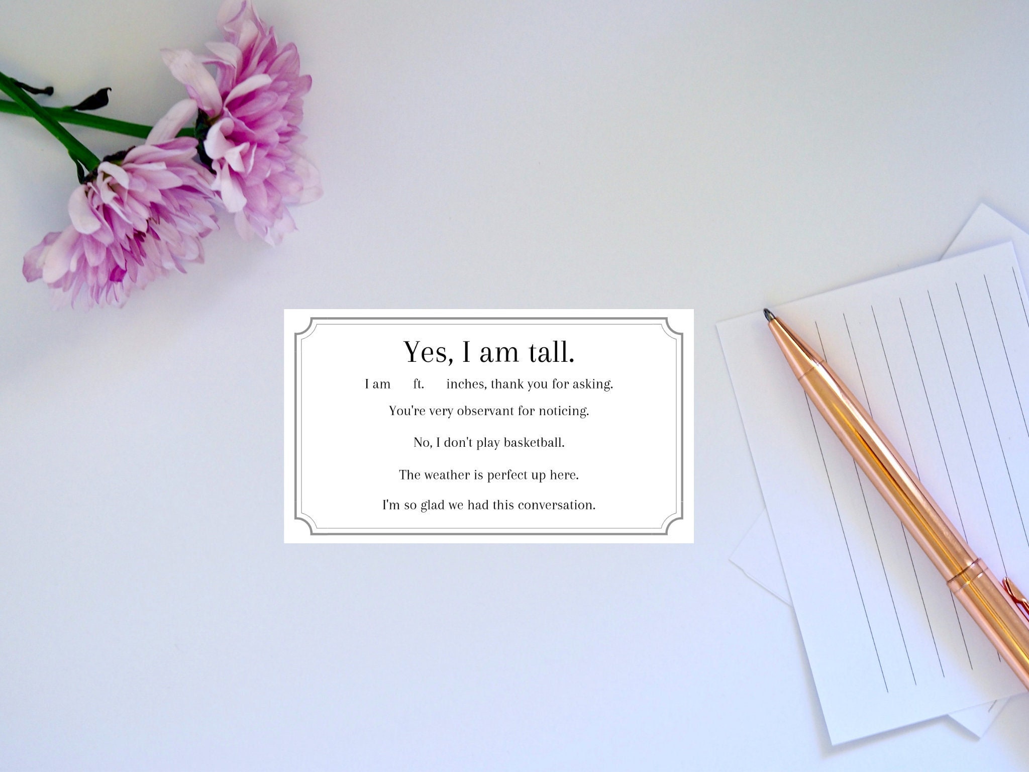 Yes I Am Tall Business Card Digital Download Funny Tall Person | Etsy