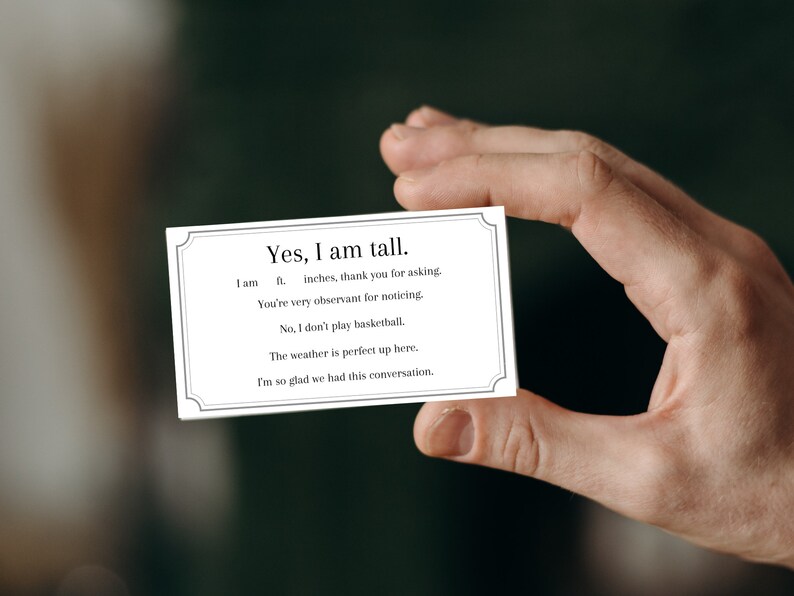 Yes I Am Tall Business Card Digital Download Funny Tall Person - Etsy ...