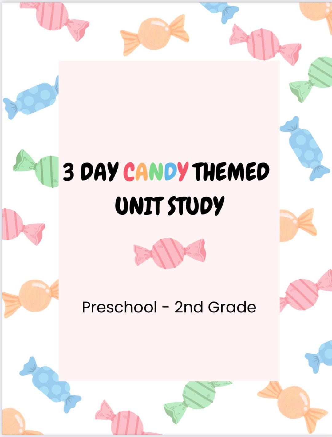 3 Day Candy Themed Unit Study (preschool-second Grade) - Etsy