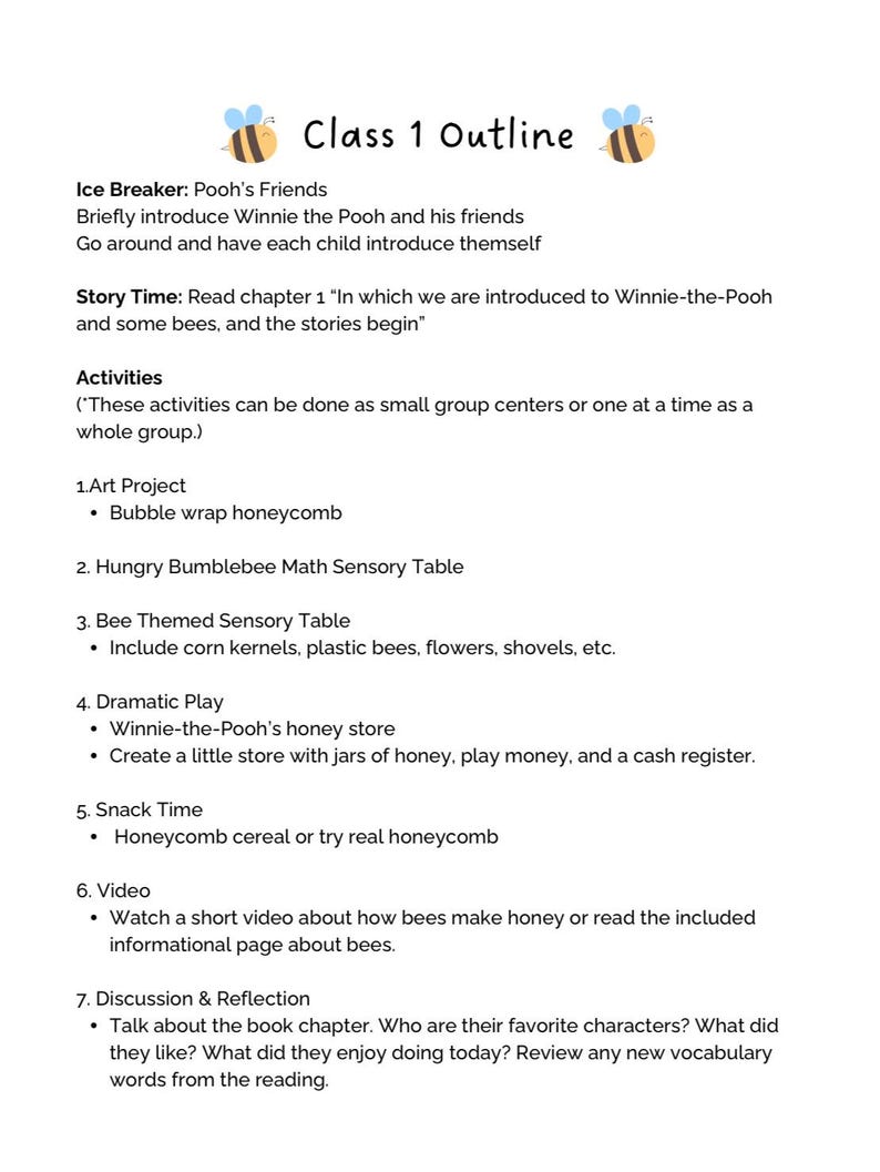 Chapter 1 Winnie the Pooh Unit Study - Etsy