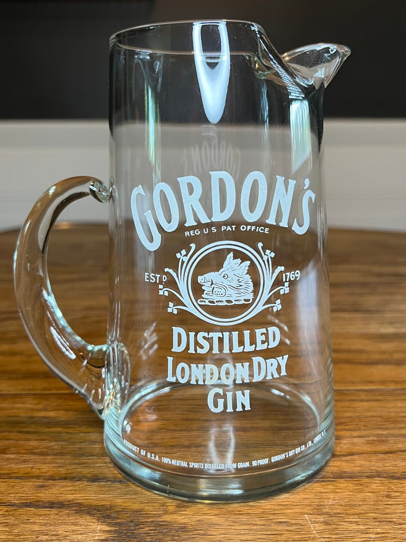 Gordon’s Distilled London Dry Gin Glass Pitcher - Etsy