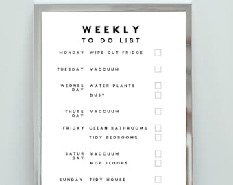 Weekly Home Care Checklist Printable, Monday Start, Caregiving Elderly ...