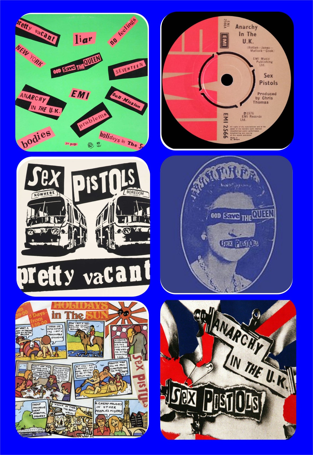 The Sex Pistols Coasters Cork Base X6 The Clash 9cm X 9cm Punk Etsy Uk