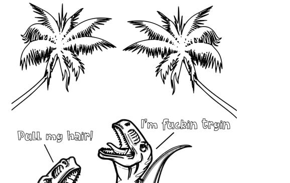 Adult Humor Coloring Page Pull My Hair T Rex Im Fuckin Etsy