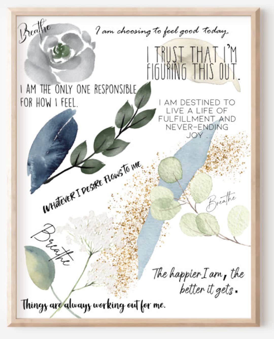 Positive Affirmation Wall Art Printable PNG Manifestation Quotes Law of ...
