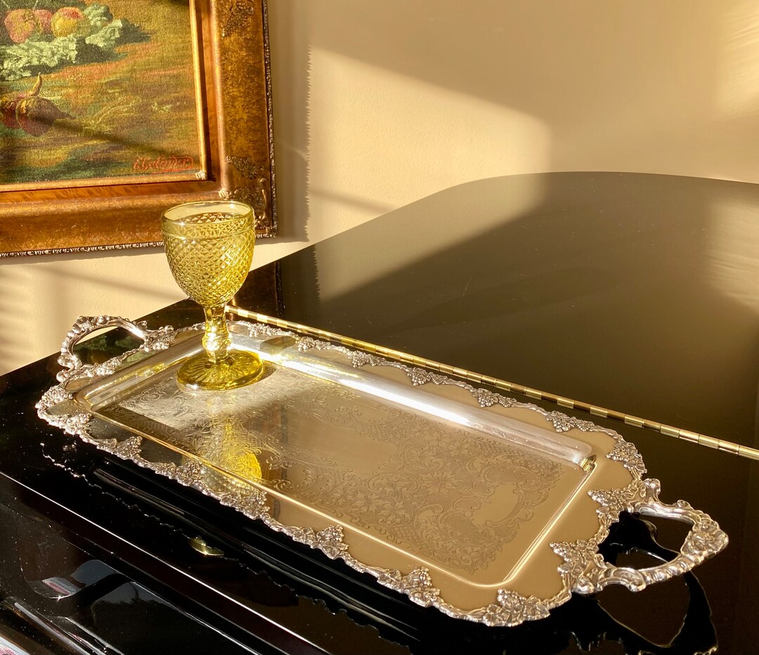 Vintage Old English Reproduction Silver Plated Tray With Grape Leaf ...