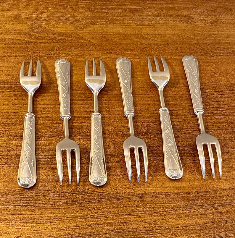 Vintage Silver Plated Desert Fork Italy Stamped 6 Pieces - Etsy
