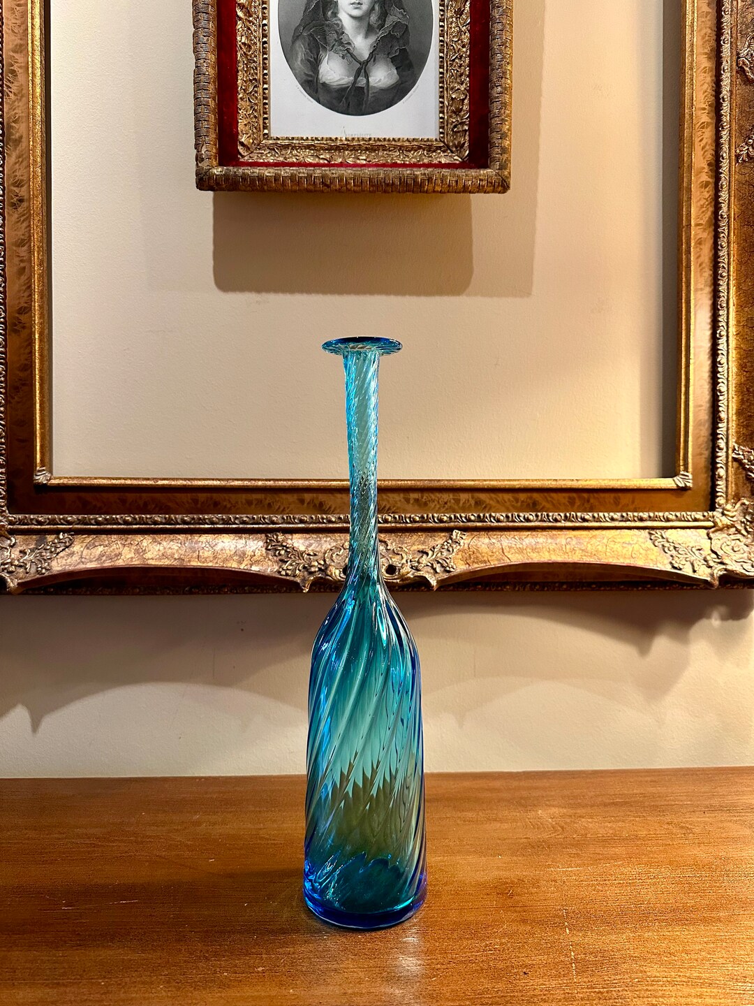 Birks Art Glass / Large Blue Spiral Bottle Vase / Vintage Glass Vase - Etsy