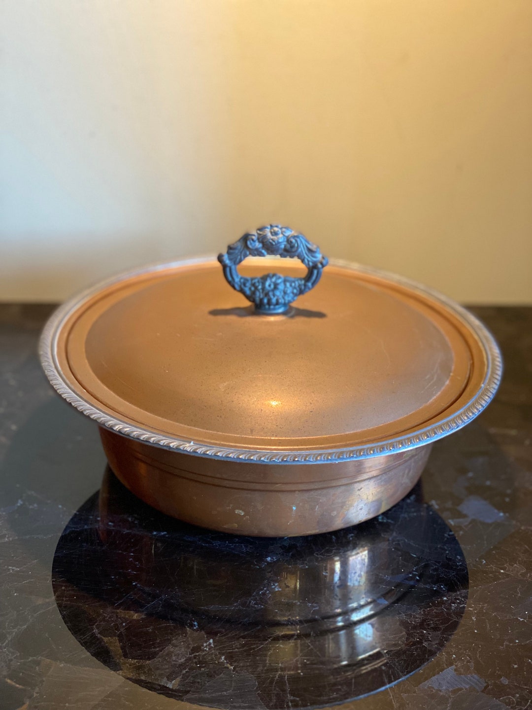 Vintage Copper Serving Dish With Lid - Etsy
