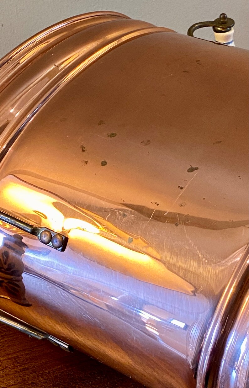 Large Vintage Copper Planter With White and Blue Handles - Etsy