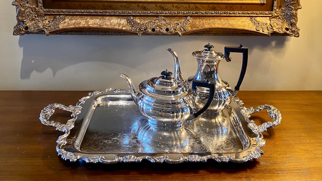 Vintage Sheffield Reproduction Silver Plated Tray / Made in England - Etsy