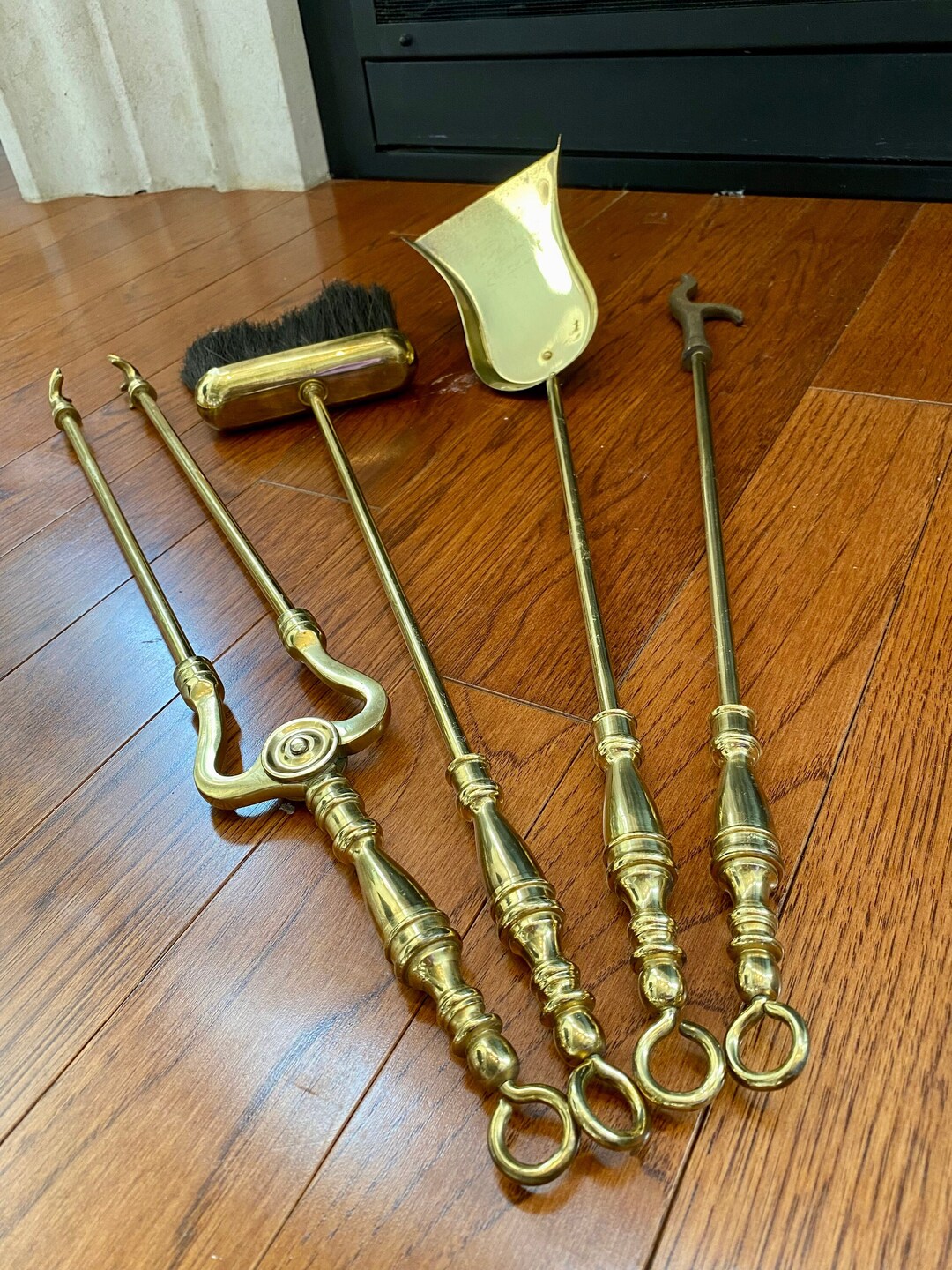 Vintage Brass Fireplace Tools, 4 Pieces - Etsy