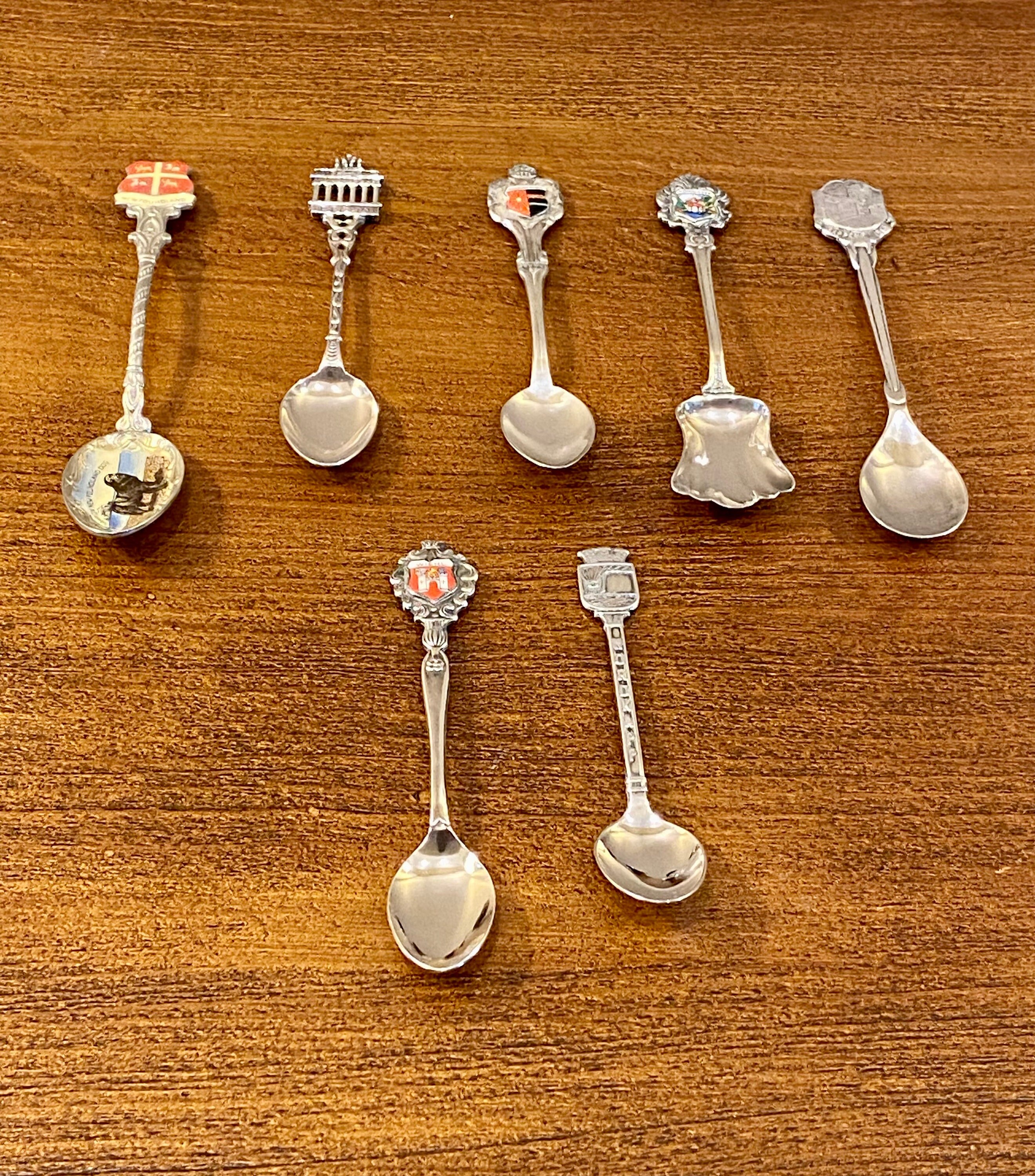 Vintage Silver Souvenir Tea Coffee Spoons, Embossed Scenes and Ornate ...