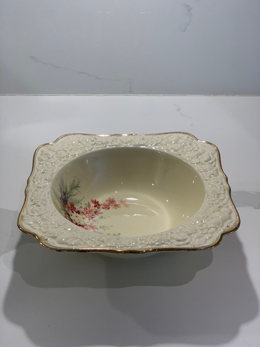 Crown Ducal China Pattern Rosalie Dinner Bowl Set Of 4 England Circa Crown Ducal China Pattern Rosalie Dinner Bowl Set Of 4 England Circa