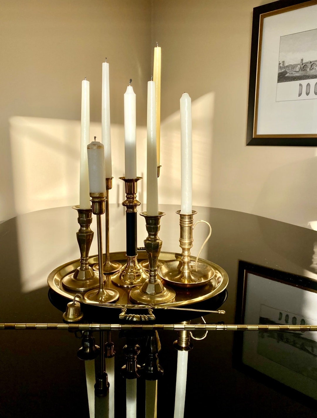 Rare Antique Russian Tray Tula Stamp With 7 Brass Candlesticks - Etsy