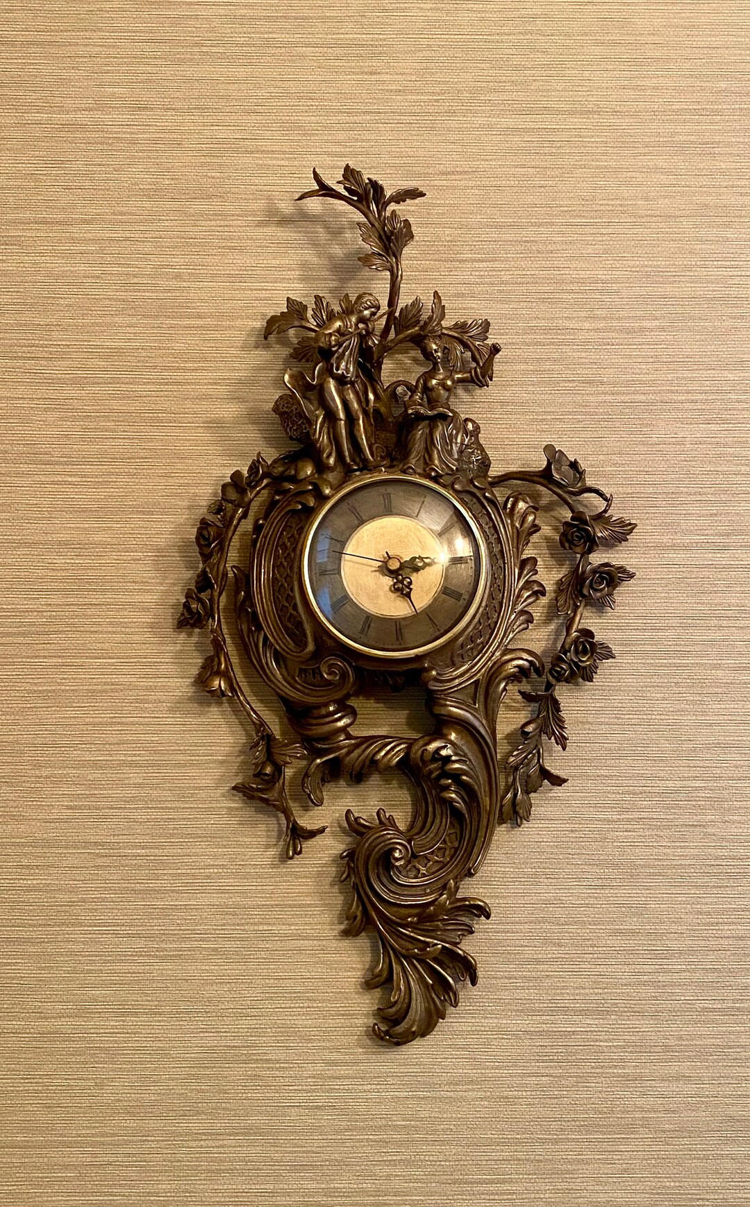 Vintage Cast Metal Rococo Style Wall Clock / Battery Operated - Etsy