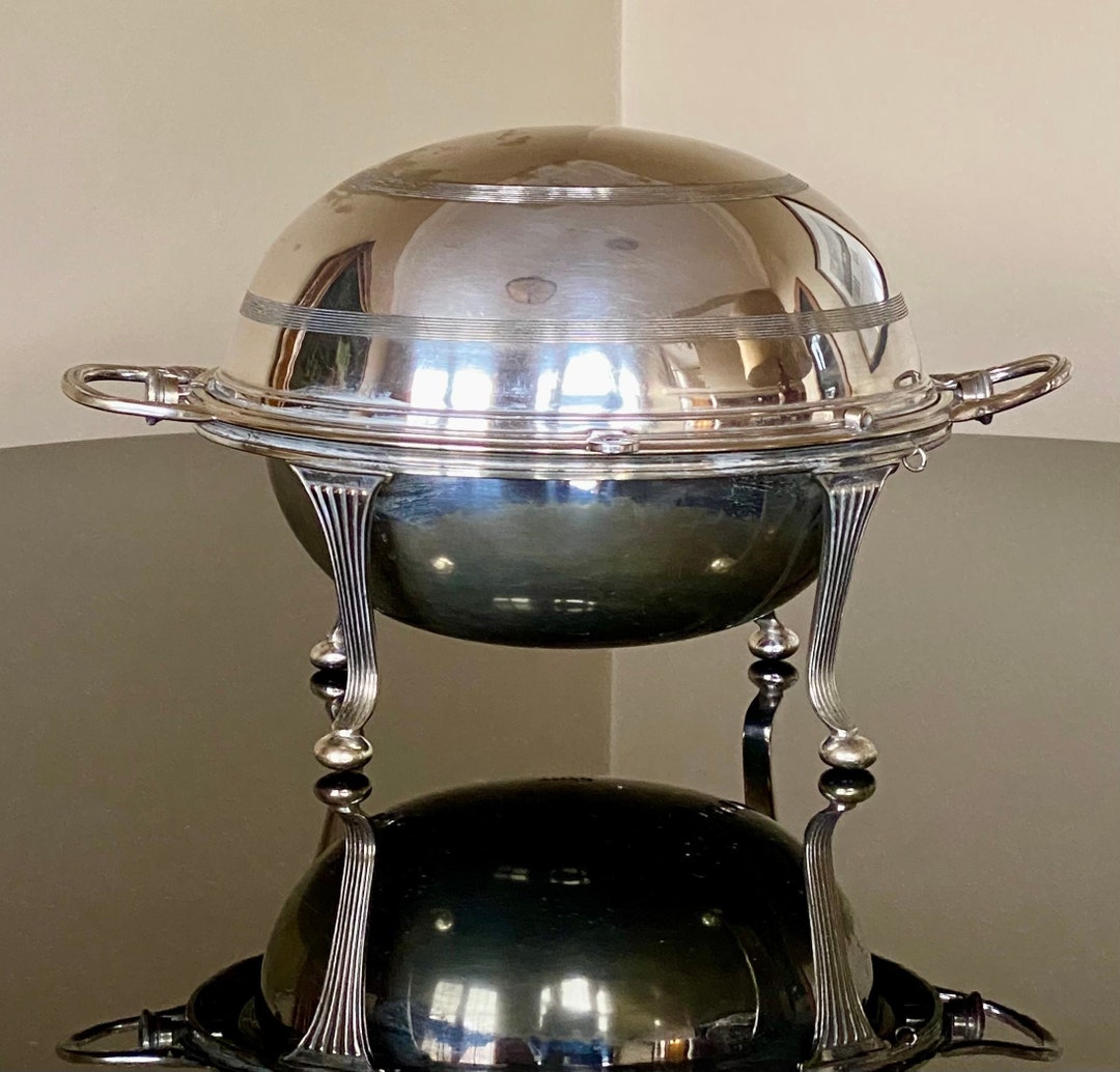 Victorian Silver Plate Domes Revolving Lid Food Serving Dish Cloche ...