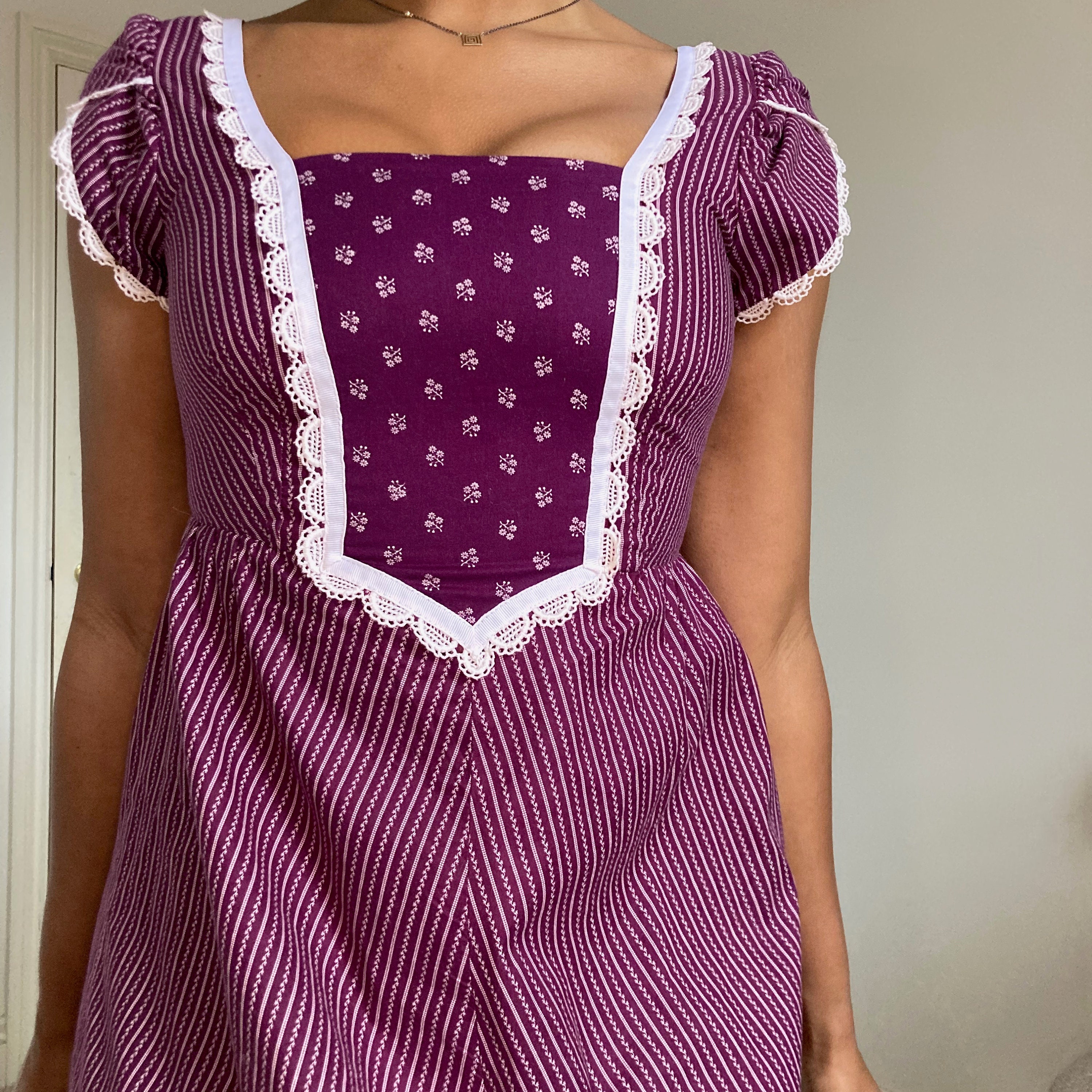 1970's Cottage Core Liberty London Hilda Hawaii Purple Prairie Dress - Etsy