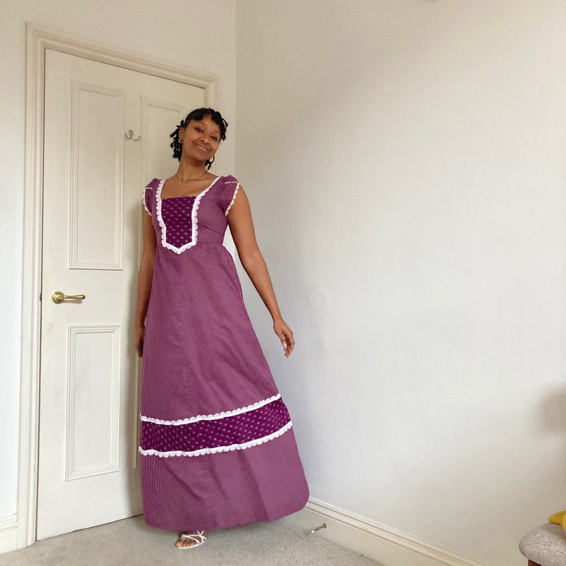 1970's Cottage Core Liberty London Hilda Hawaii Purple Prairie Dress - Etsy