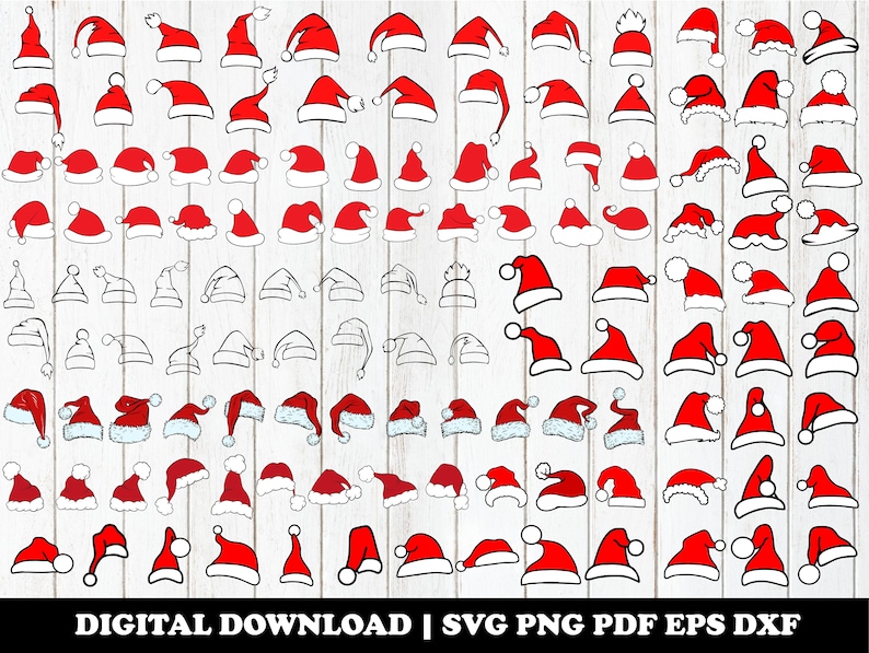 Santa Hat Svg, Png, Dxf, Eps, Instant Digital Download, Christmas ...