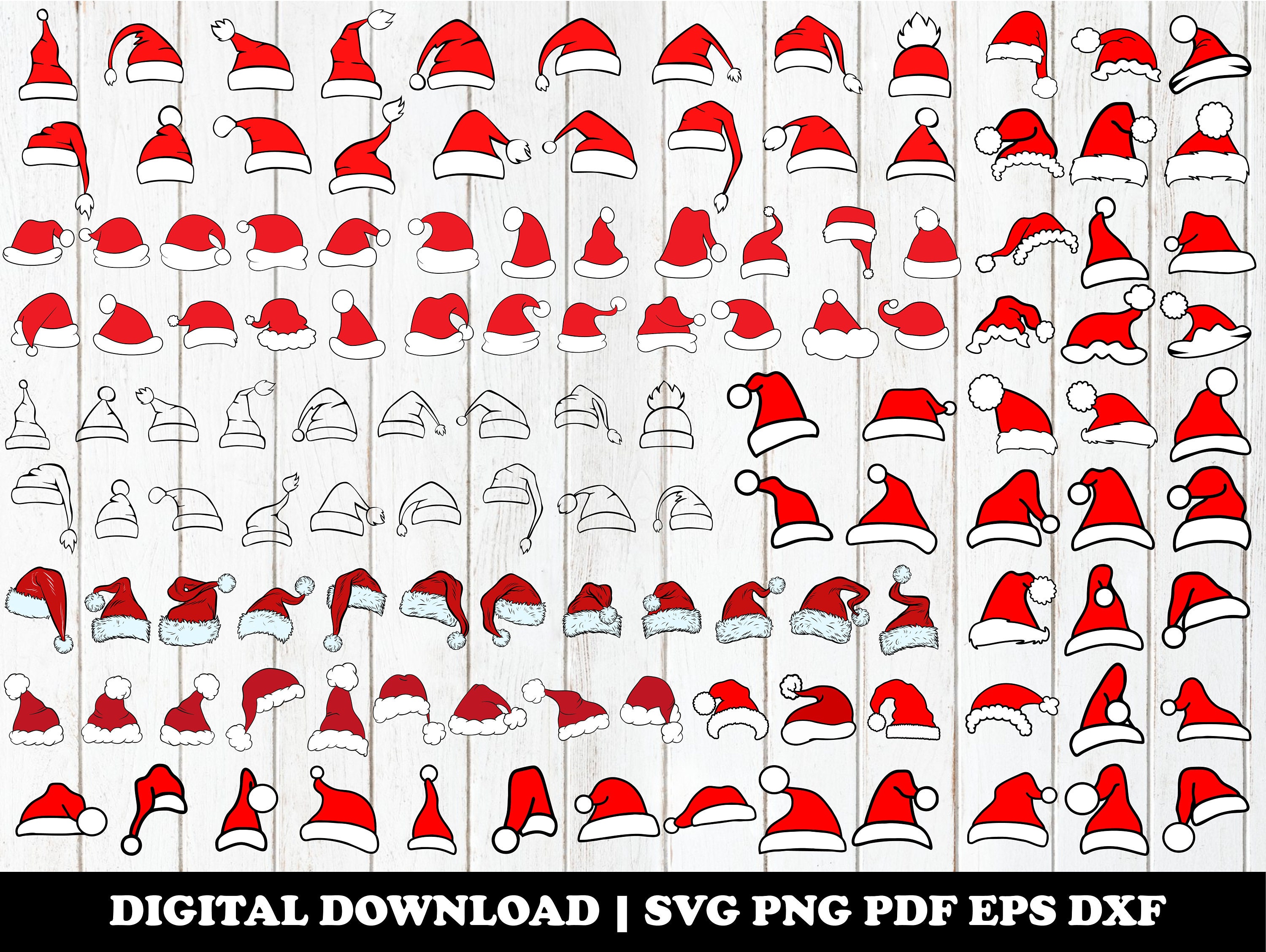 Santa Hat Svg, Png, Dxf, Eps, Instant Digital Download, Christmas ...