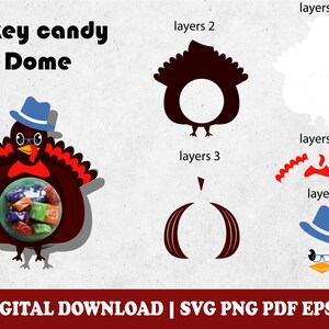Turkey Candy Dome SVG, Candy Ornaments SVG, Thanksgiving Party Favor ...