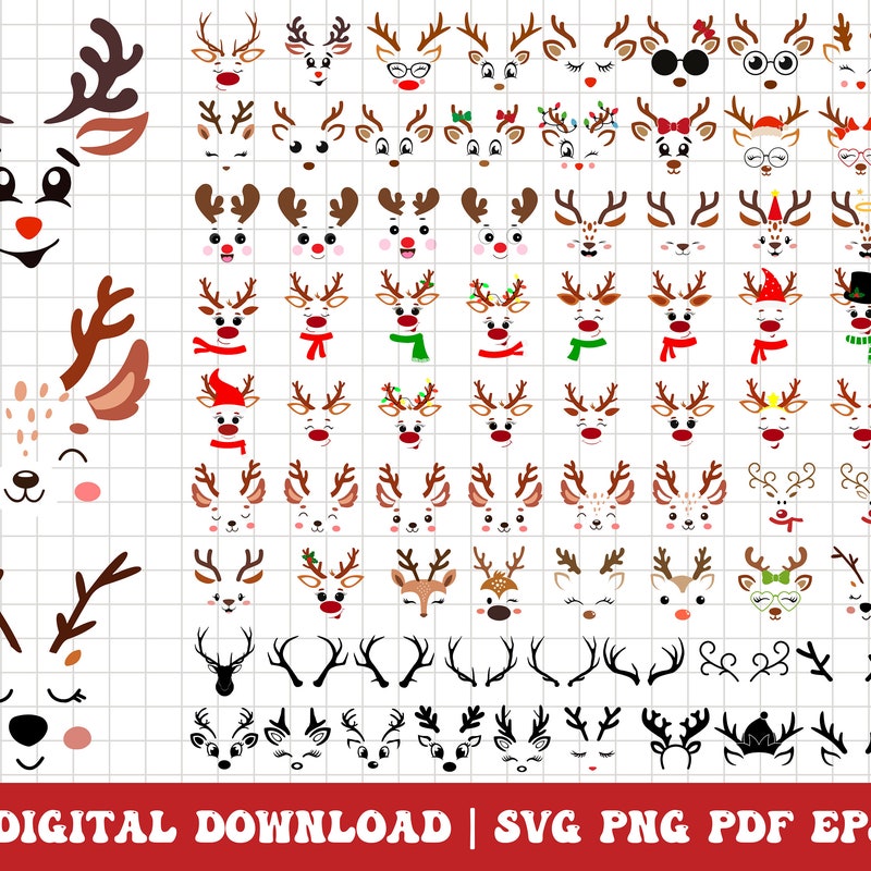 Cartoon Reindeer Svg - Etsy